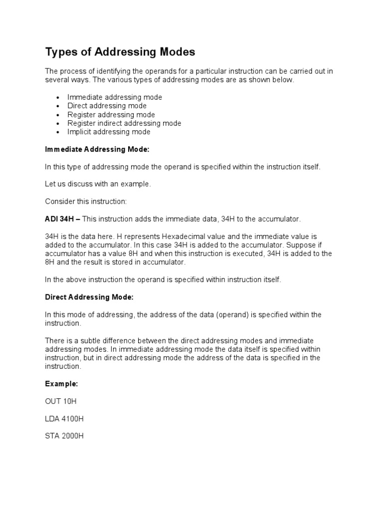 Addressing Mode | Download Free PDF | Instruction Set | Digital Electronics