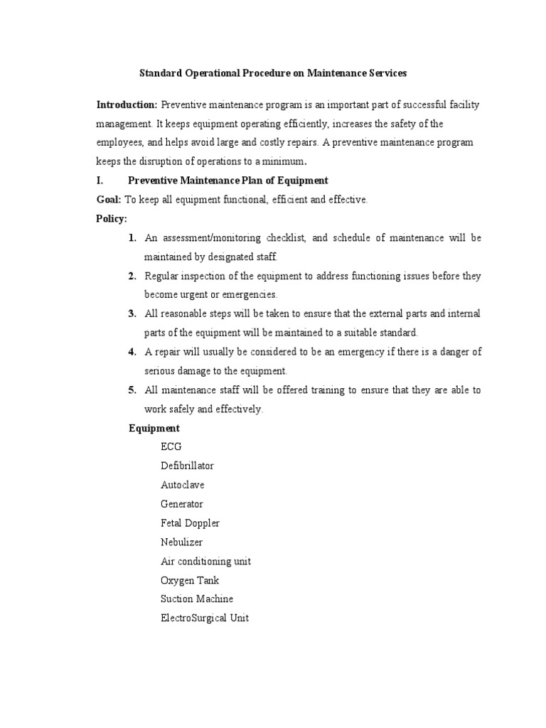 Preventive Maintenance Plan | PDF | Safety | Emergency