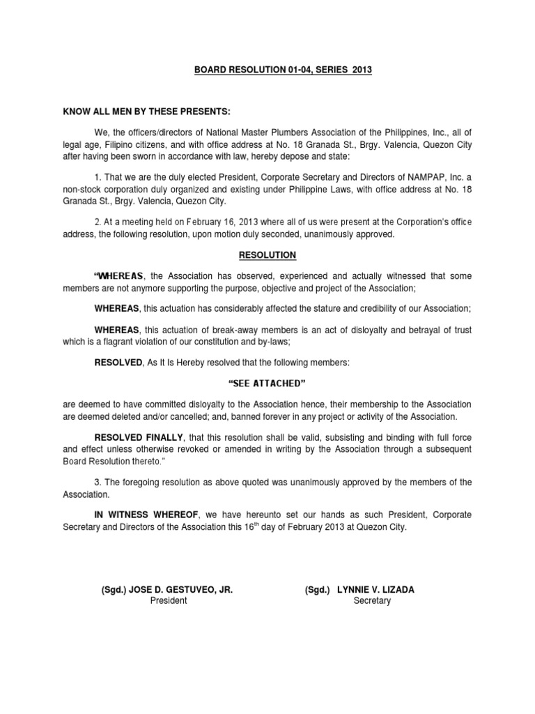 Board Resolution | PDF