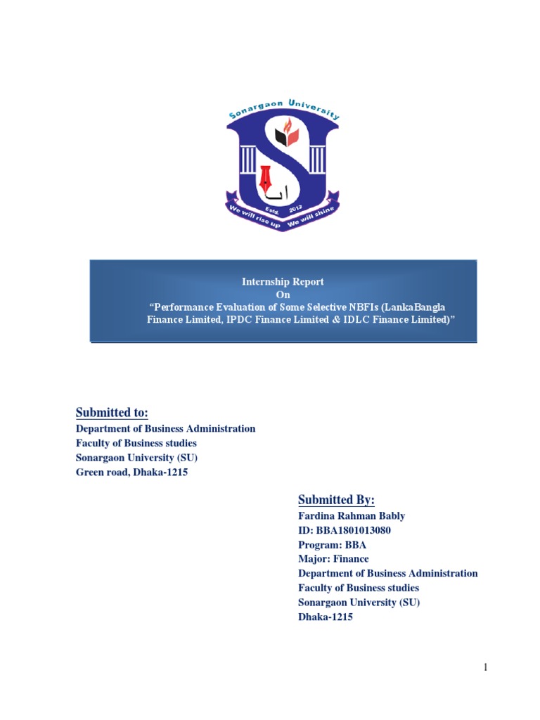 Internship Report | PDF | Non Bank Financial Institution | Leverage ...