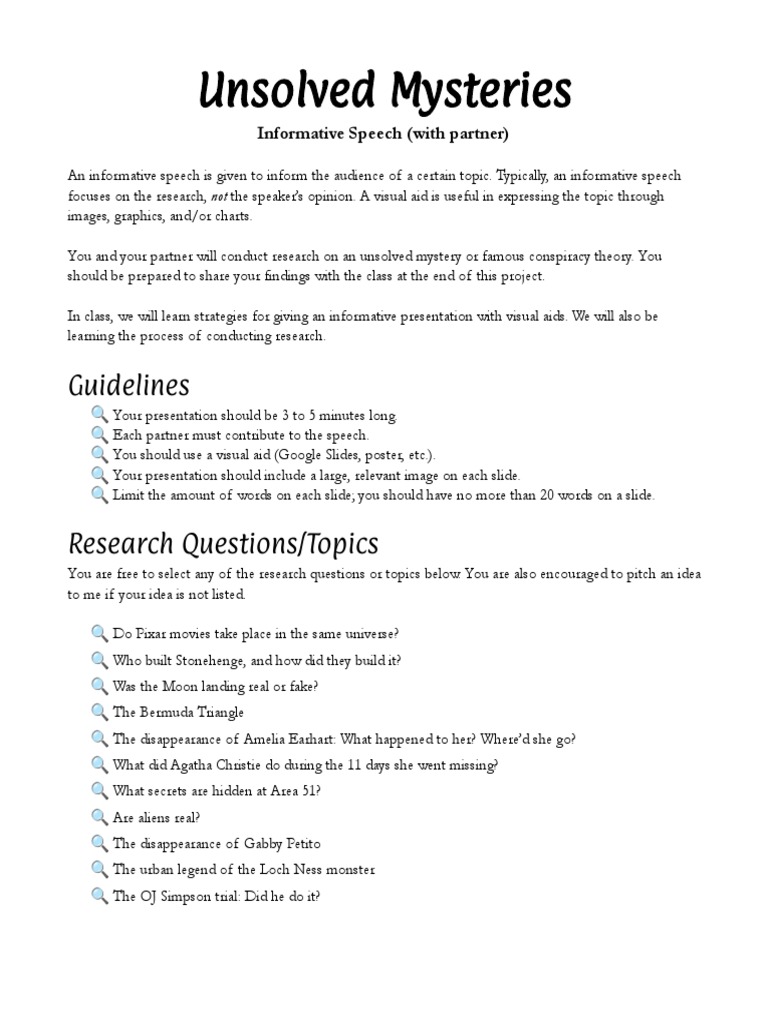 Unsolved Mysteries: Guidelines | PDF | Career & Growth