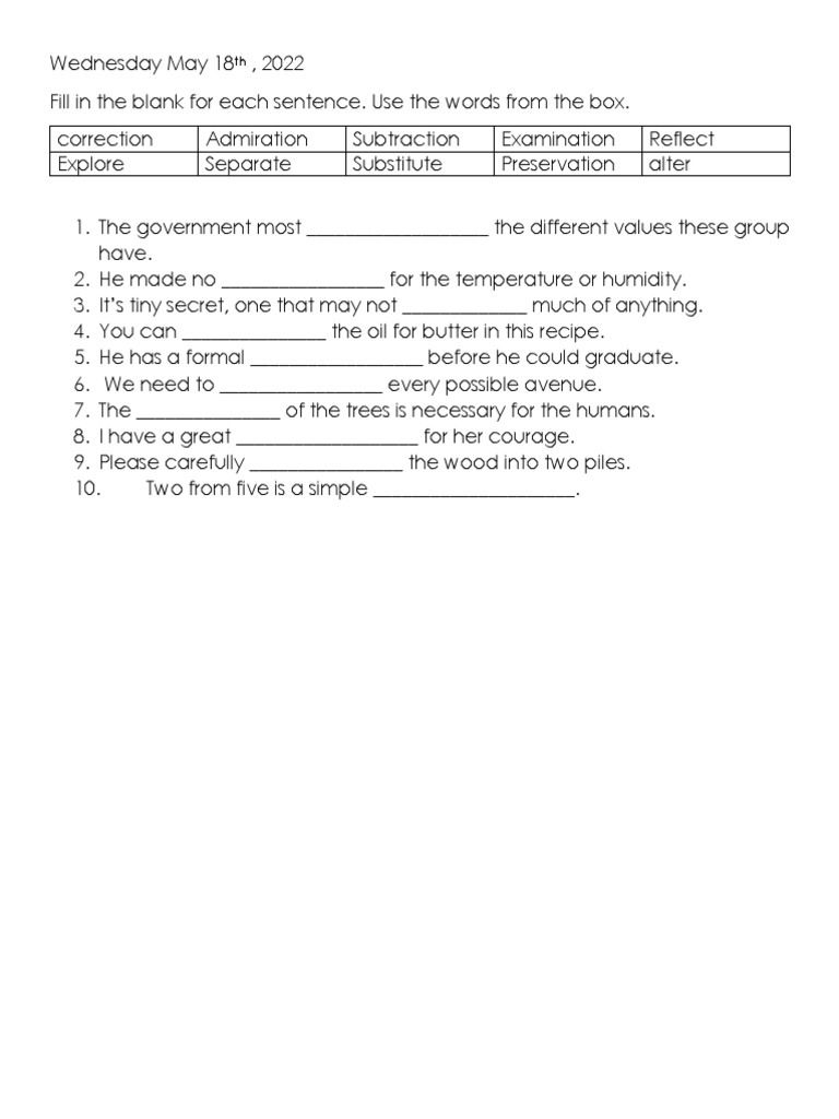 Fill in The Blank Spelling Lesson 11 | PDF