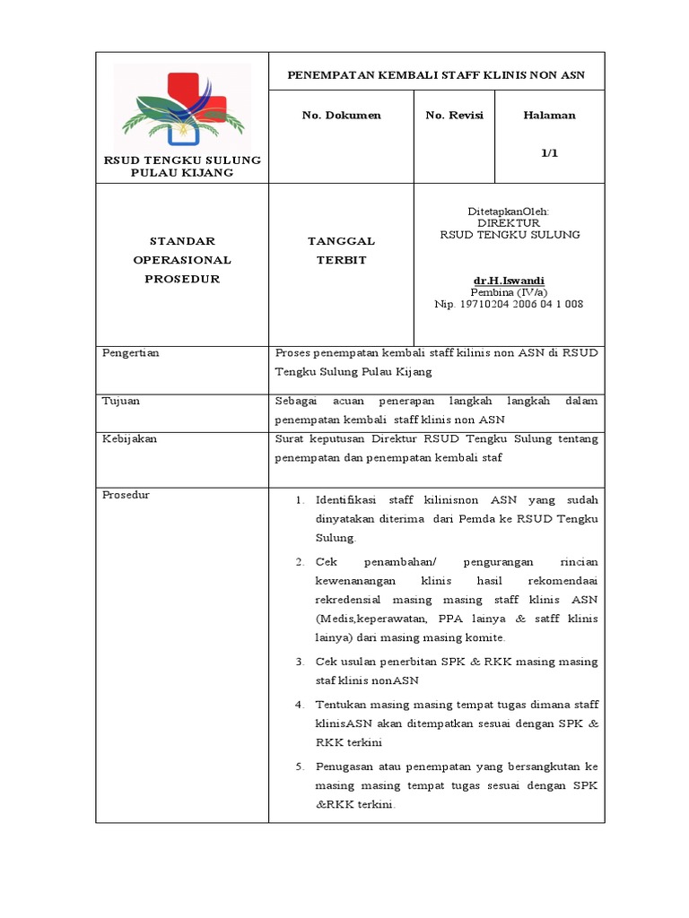 Sop Penempatan Kembali Staf Non ASN | PDF
