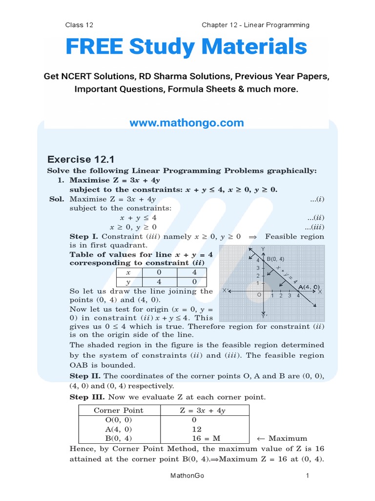 NCERT Solutions Class 12 Maths Chapter 12 Linear Programming | PDF | Linear Programming | Cakes