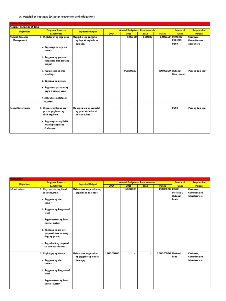 Disaster Risk Reduction Management Plan 2014-2016 | PDF