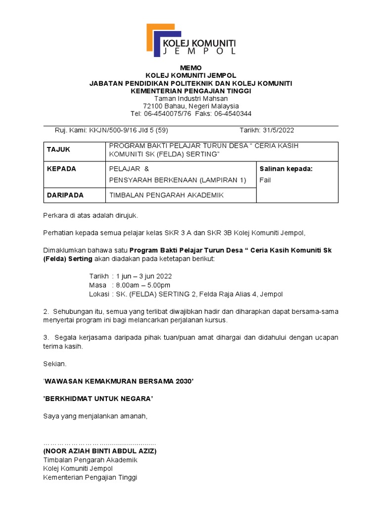 Memo Pelepasan | PDF