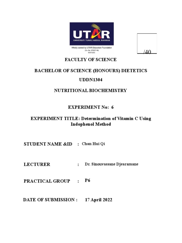 Biochemistry Practical Report | PDF | Vitamin C | Vitamin
