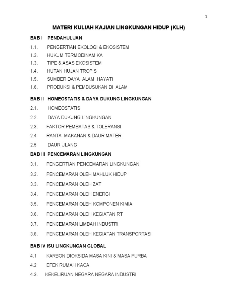 Materi Kuliah KLH | PDF