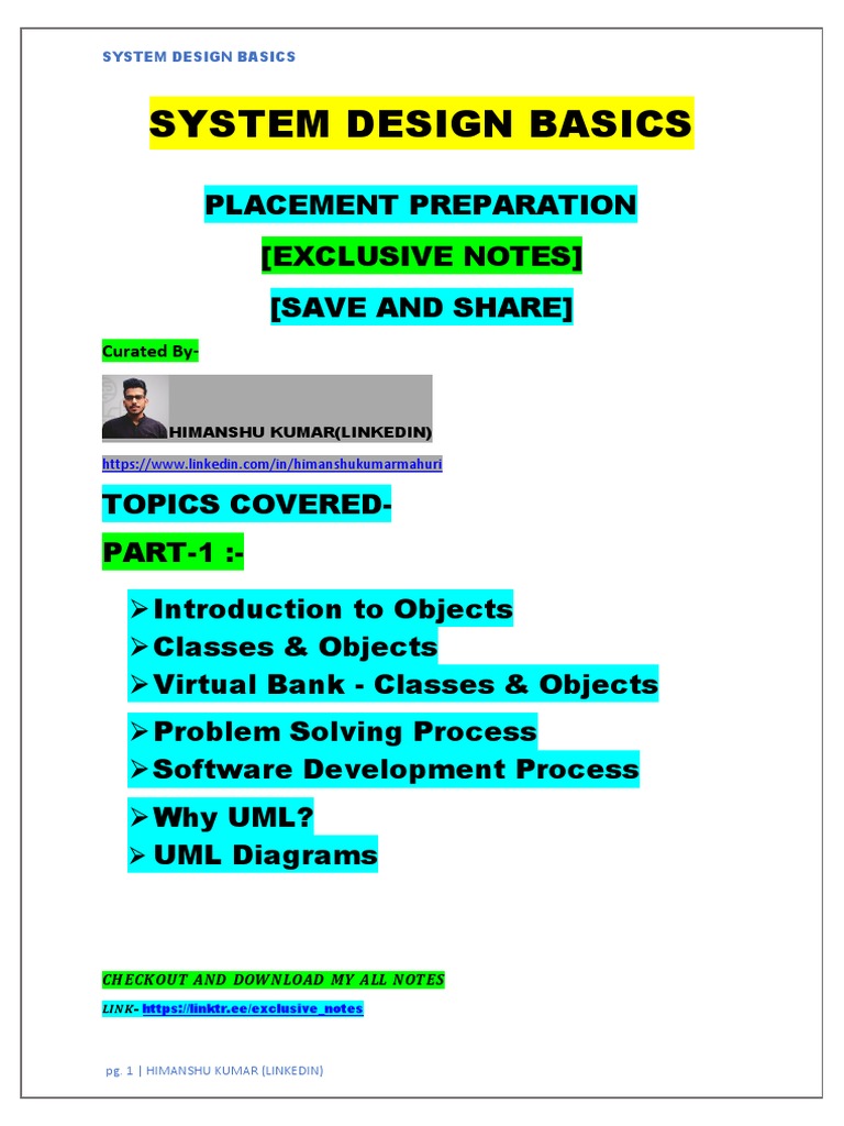System Design Basics: Placement Preparation (Exclusive Notes) (Save and ...