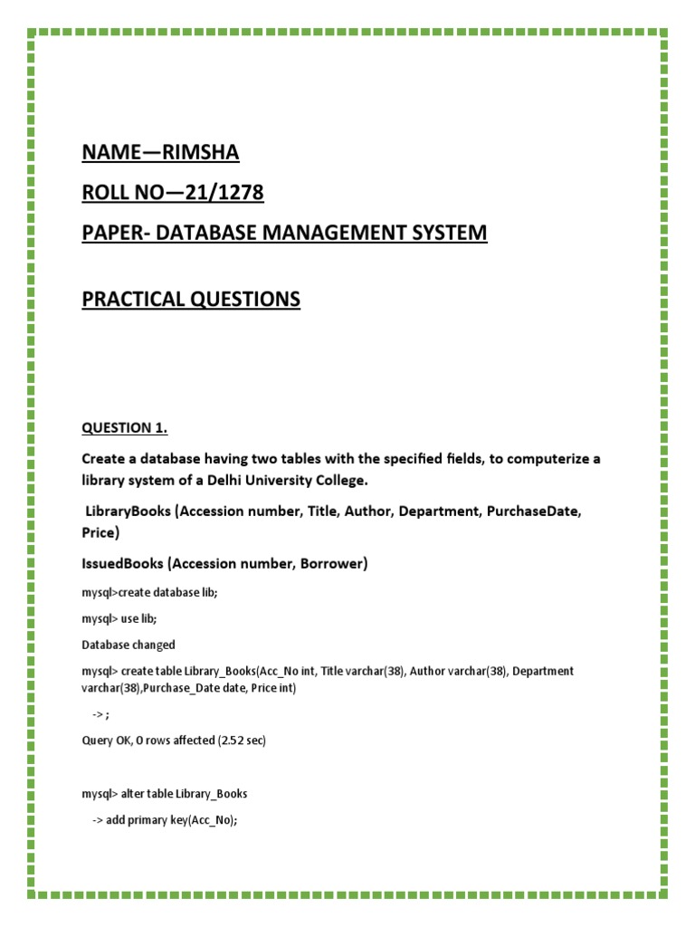 All Practicals | PDF | Databases | Information Technology Management