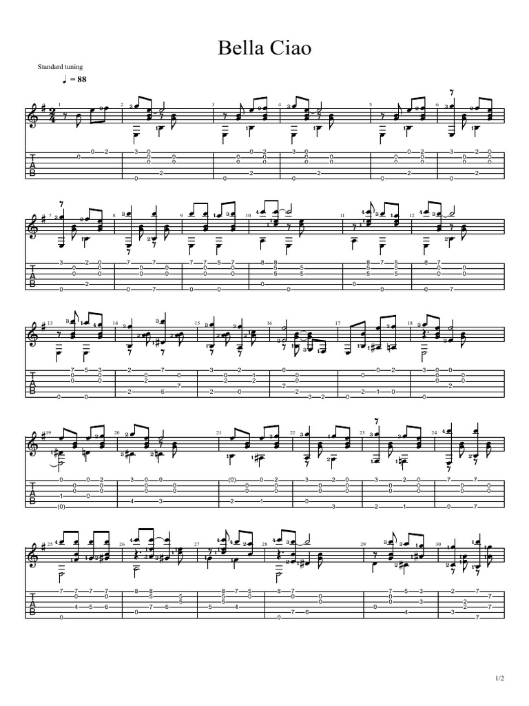 Bella Ciao - Italian Folk Music - Arranged by Giuseppe Torrisi - Guitar ...