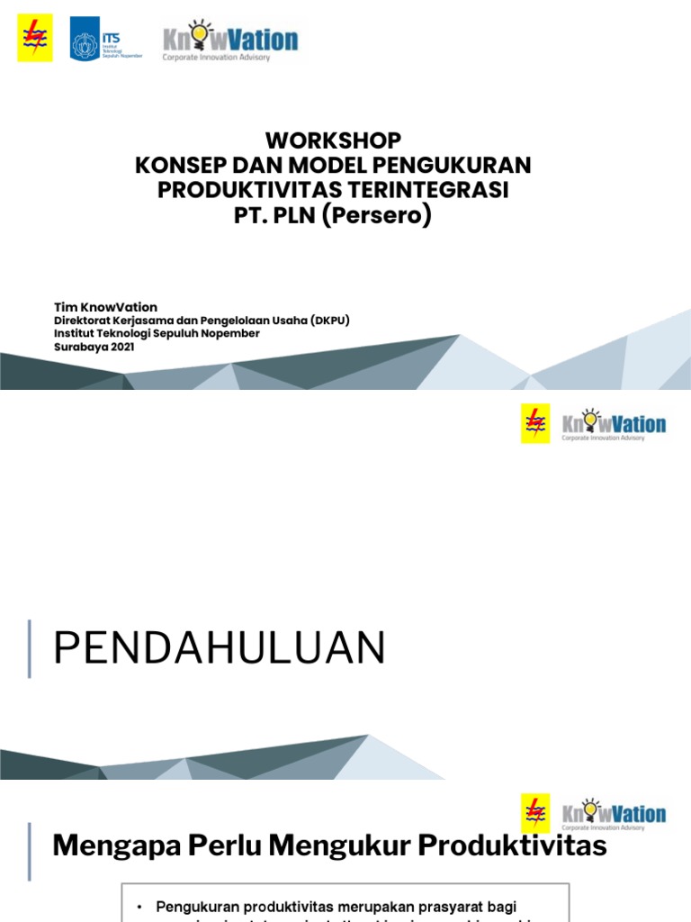 Materi Workshop Konsep Dan Model Produktivitas PLN-1 | PDF