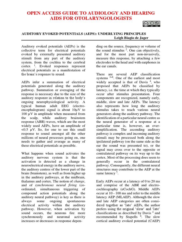 Auditory Evoked Potentials - AEPs - Underlying Principles | PDF ...