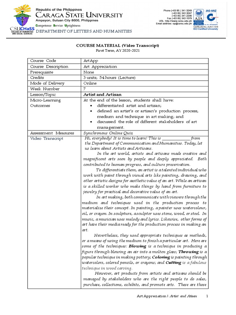 ART.APP-Artist-and-Artisan-Video-transcript ...