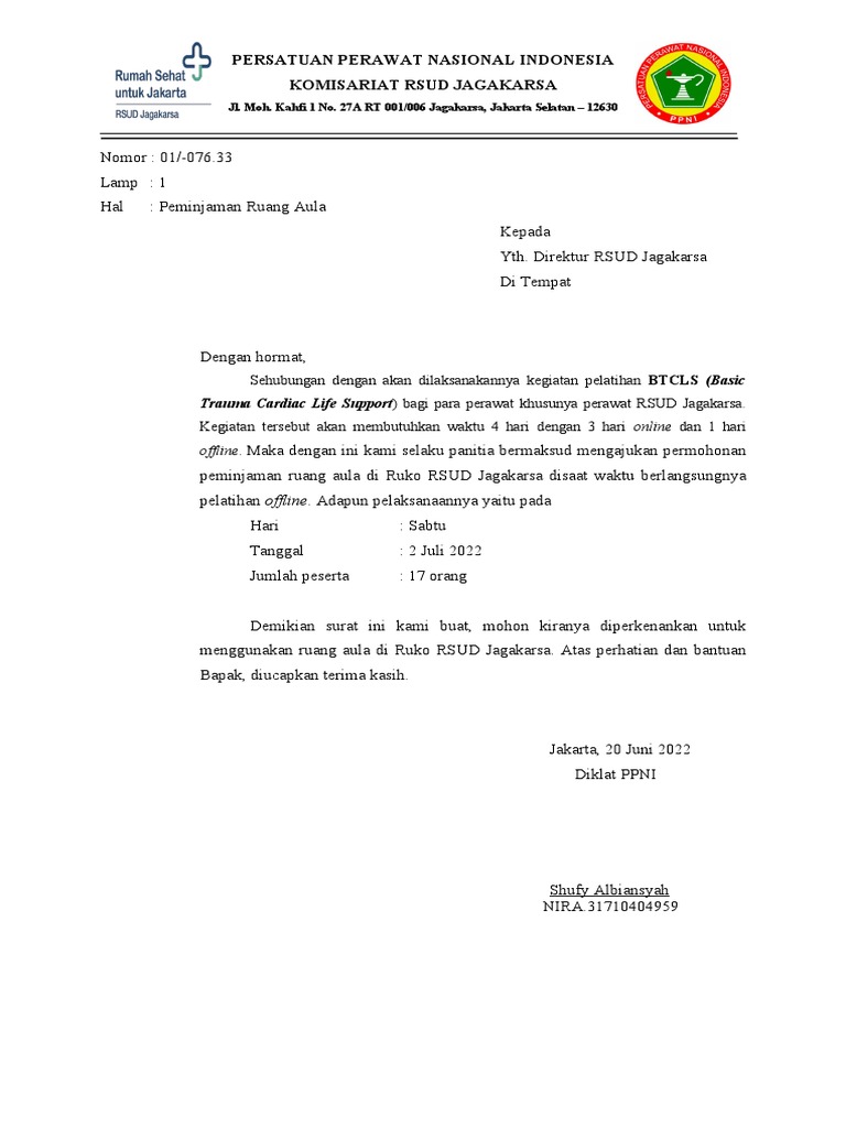 Surat Permohonan Pinjam Aula | PDF