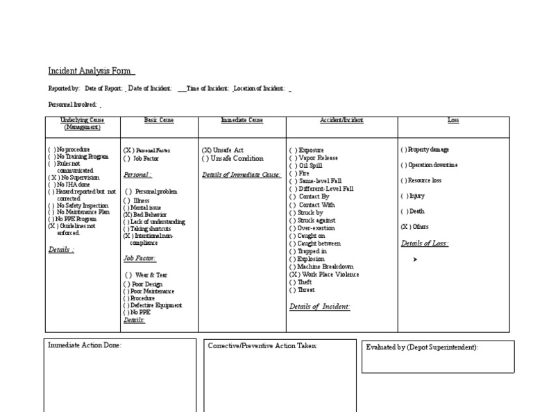 Incident Accident Analysis Form Template | PDF | Personal Protective ...