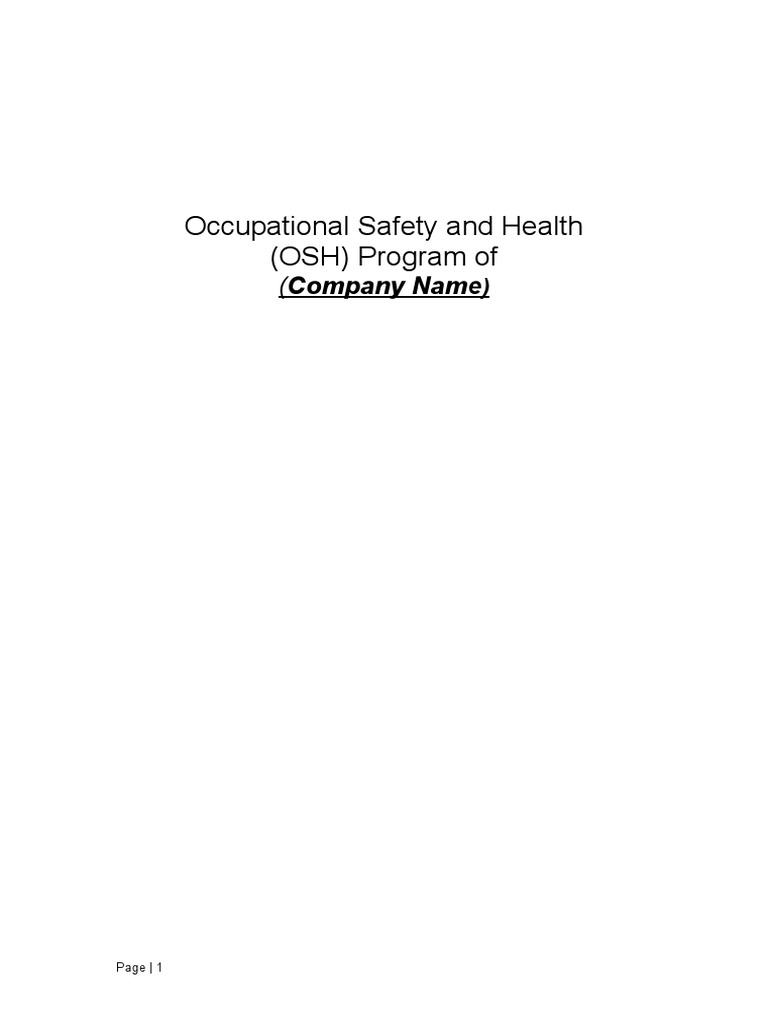 Occupational Safety and Health (OSH) Program Of: Company Name | PDF ...