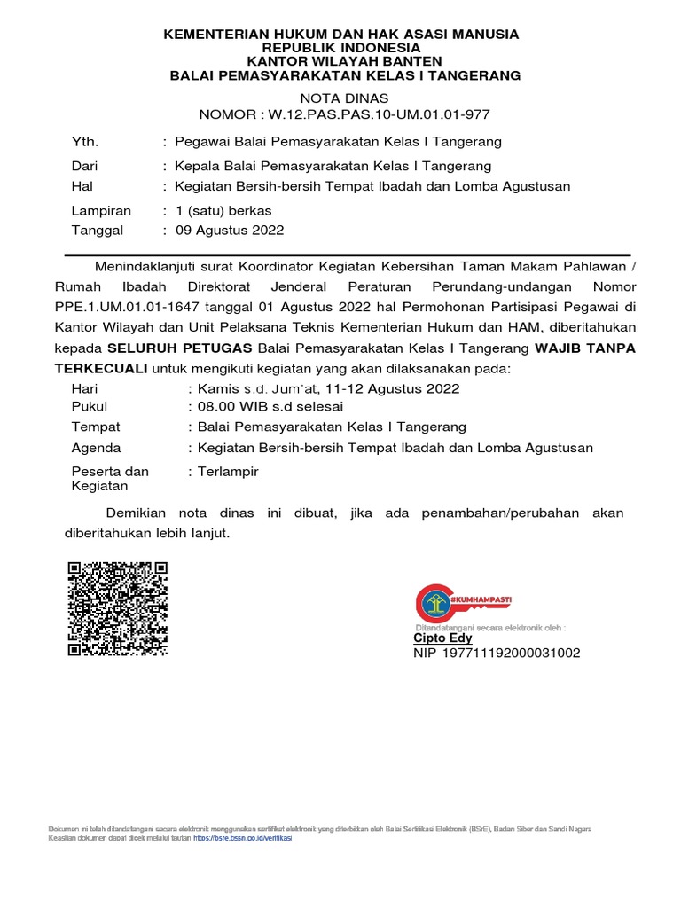 Nodin Bersih-Bersih Tempat Ibadah Dan Lomba Agustusan | PDF