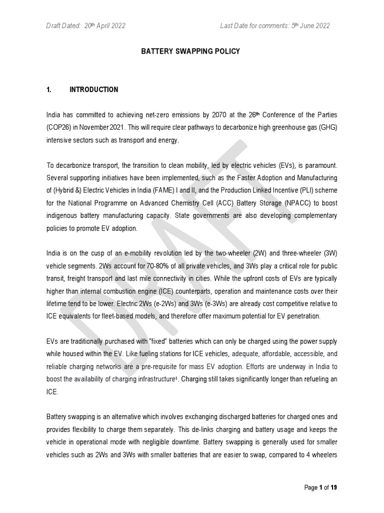 Battery Swapping Policy | PDF | Electric Vehicle | Interoperability