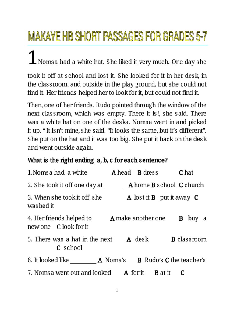 Comprehension Passages and Passages | PDF