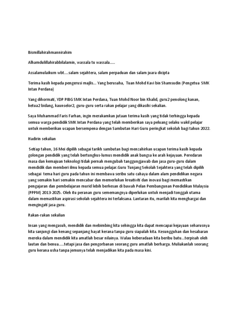 Contoh Ucapan Hari Guru Pdf 