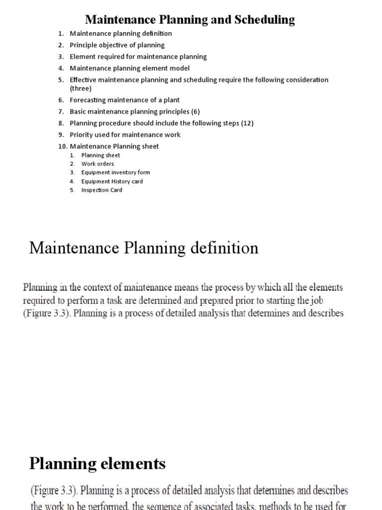 Maintenance Planning and Scheduling | PDF | Production And ...