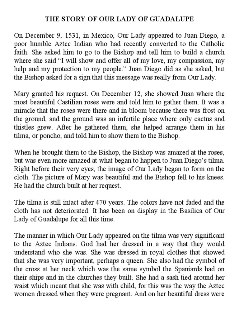 Story of Our Lady of Guadalupe | PDF