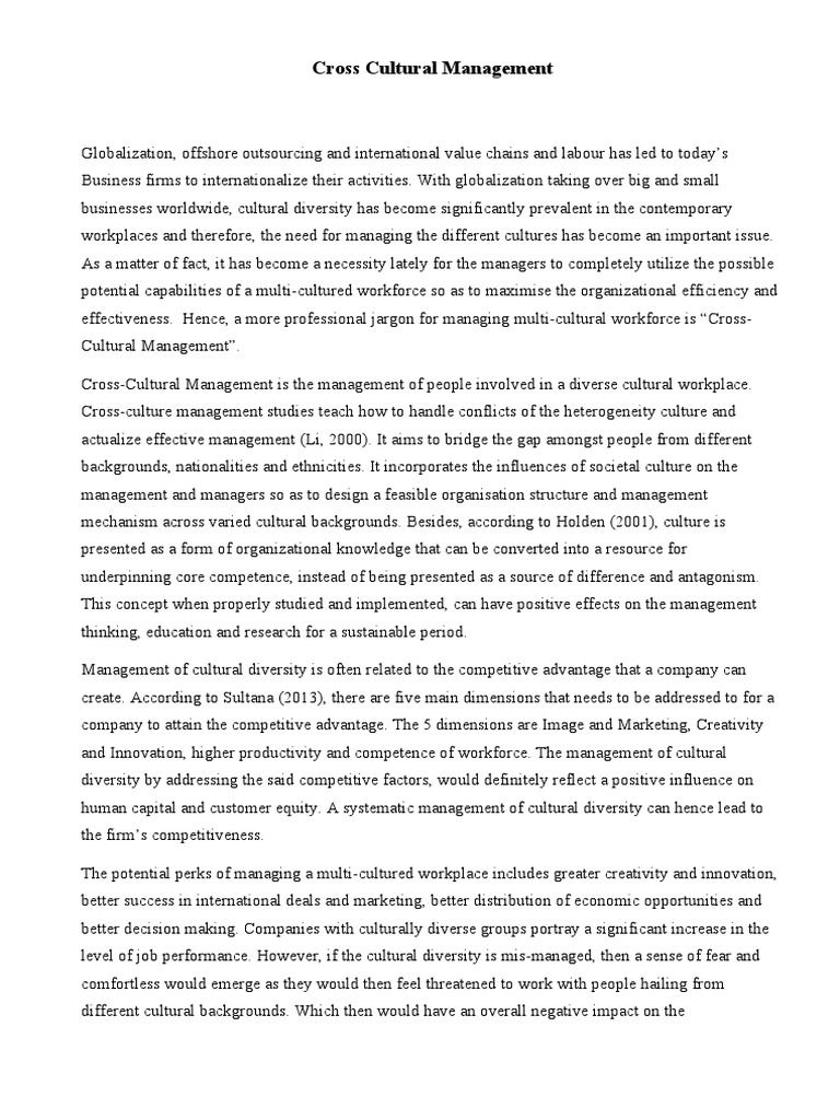 Cross Cultural Management | PDF | Competitive Advantage | Creativity