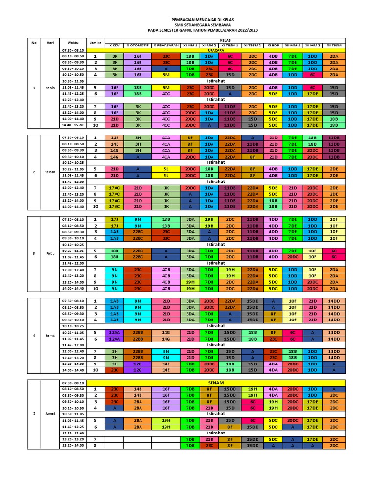 Jadwal Mapel 2022 | PDF