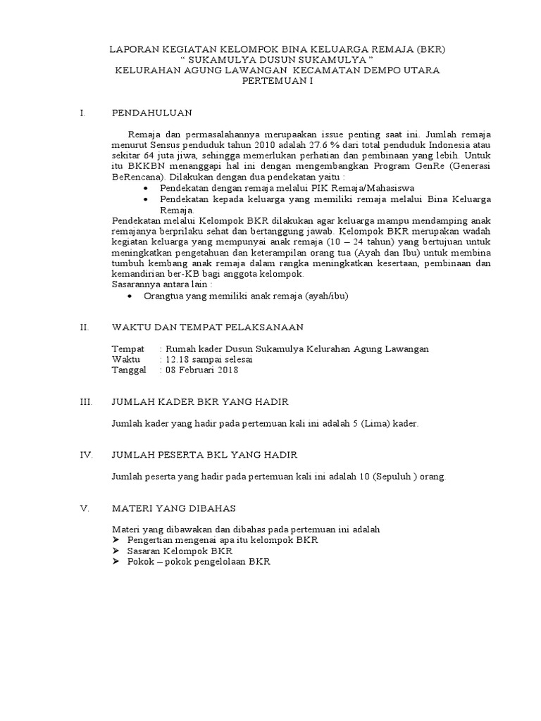 Laporan BKR | PDF