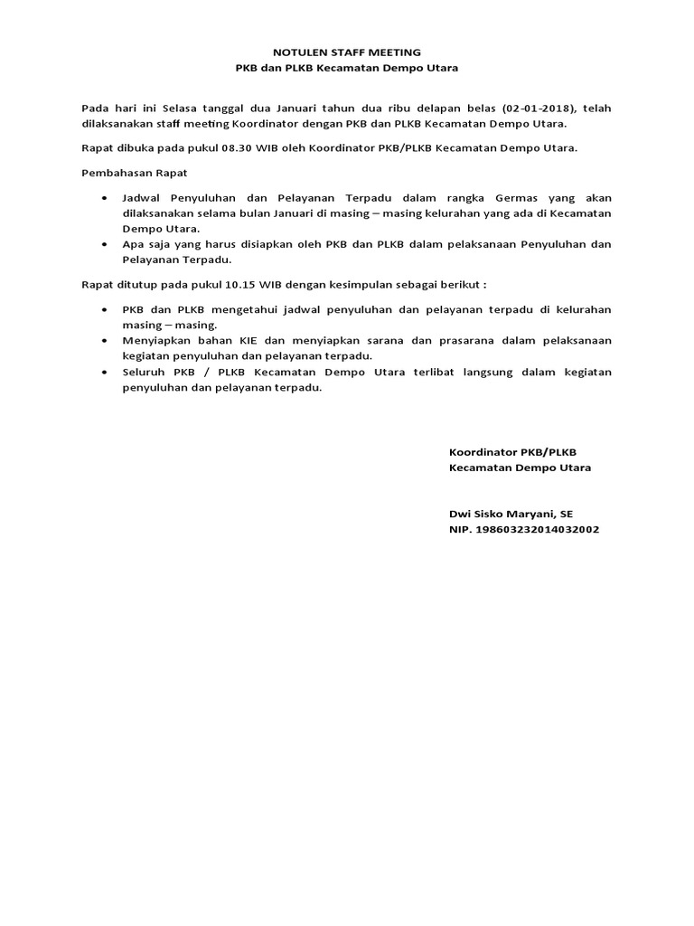 Notulen Staff Meeting | PDF