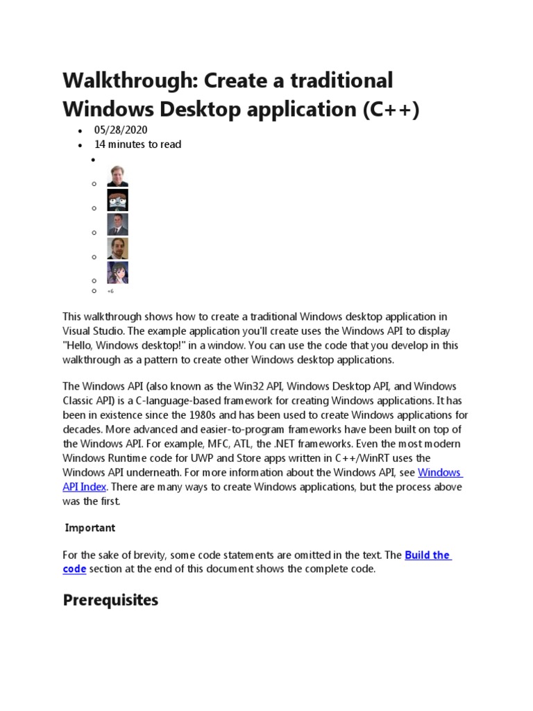 Walkthrough: Create A Traditional Windows Desktop Application (C++ ...