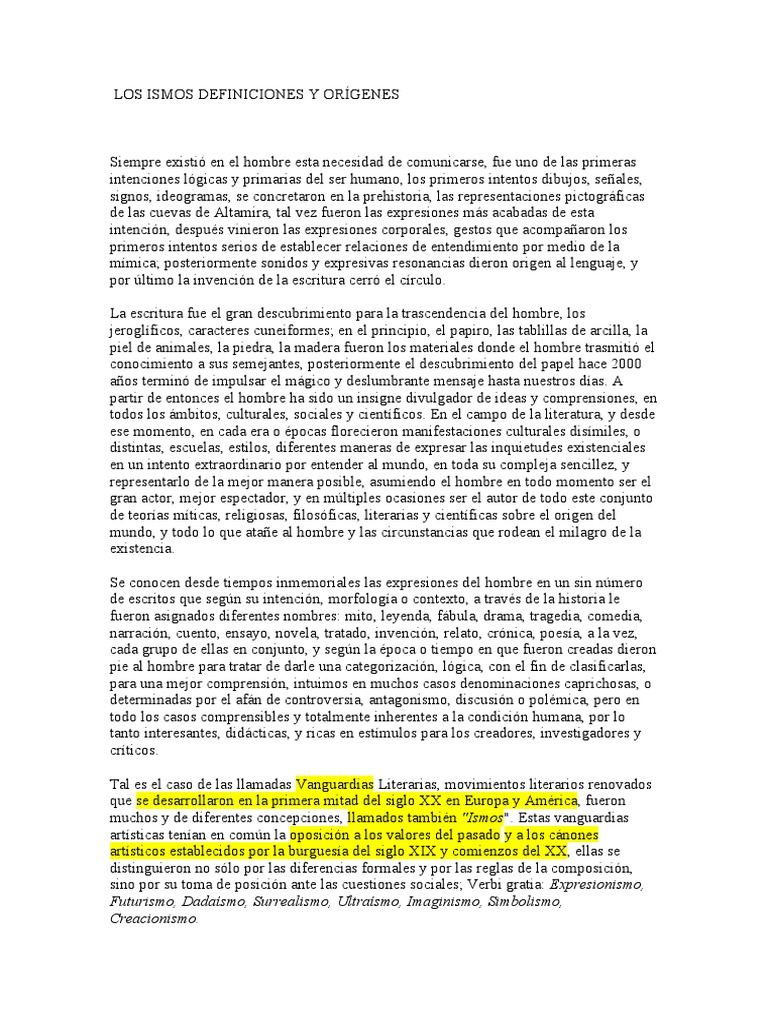 Los Ismos Literarios | PDF | Vanguardia | Surrealismo