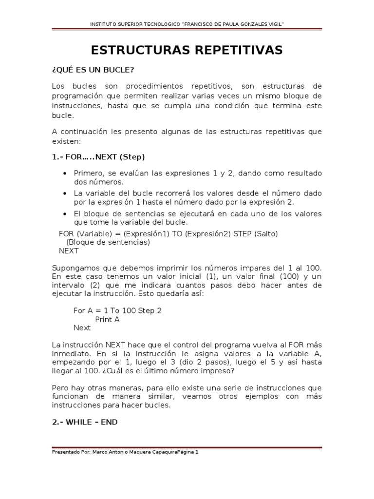 Estructuras de control de flujo repetitivo: bucles y ciclos en ...