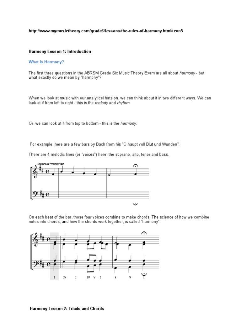 Harmony Lesson 1-6 | PDF | Chord (Music) | Harmony