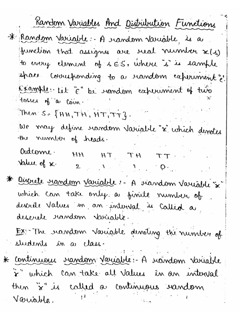 Random Variables & Distribution Functions | PDF Random Variables & Distribution Functions | PDF