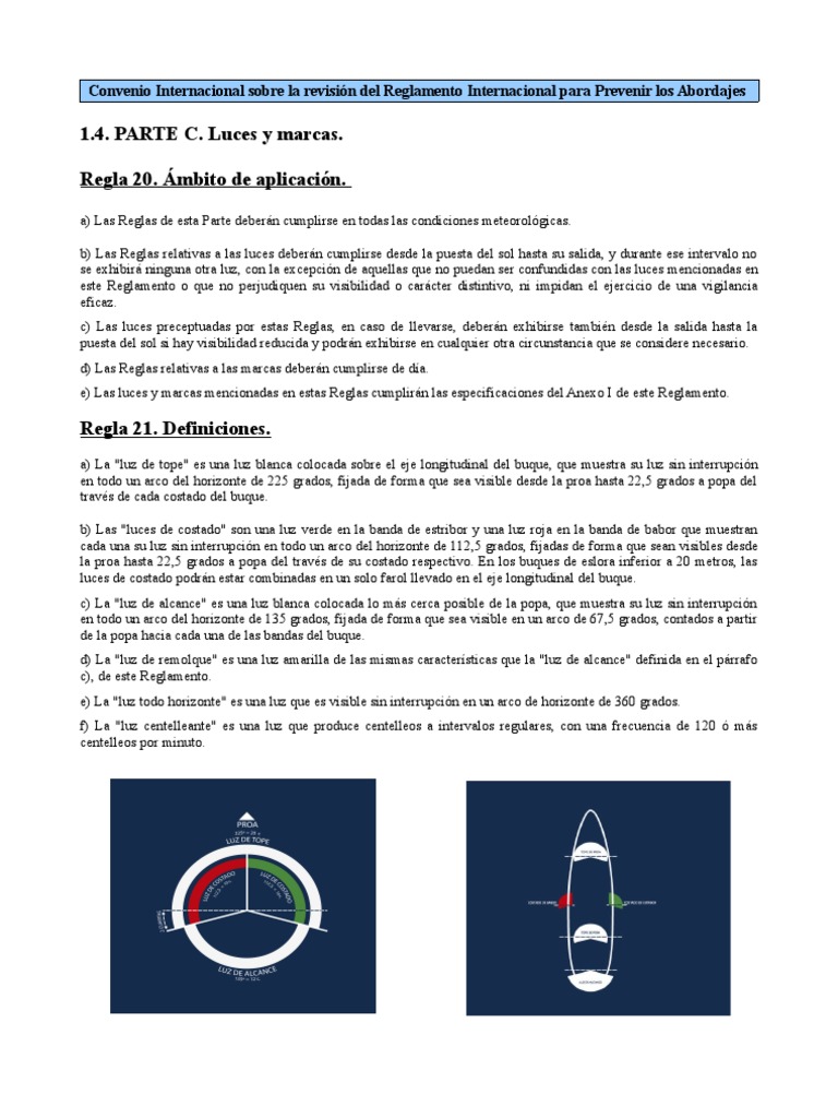 COLREG - Parte C. Luces y marcas. | Barcos | Piloto marítimo