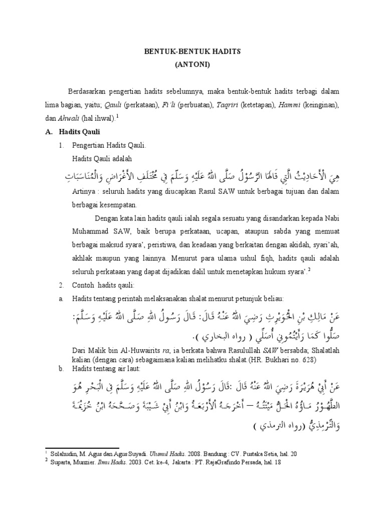 Bentuk-Bentuk Hadits dalam Islam | PDF