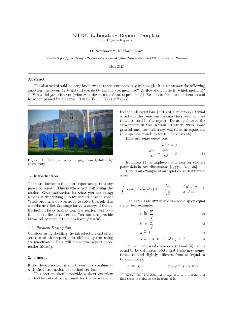 Lab Report Template | PDF | Science | Equations