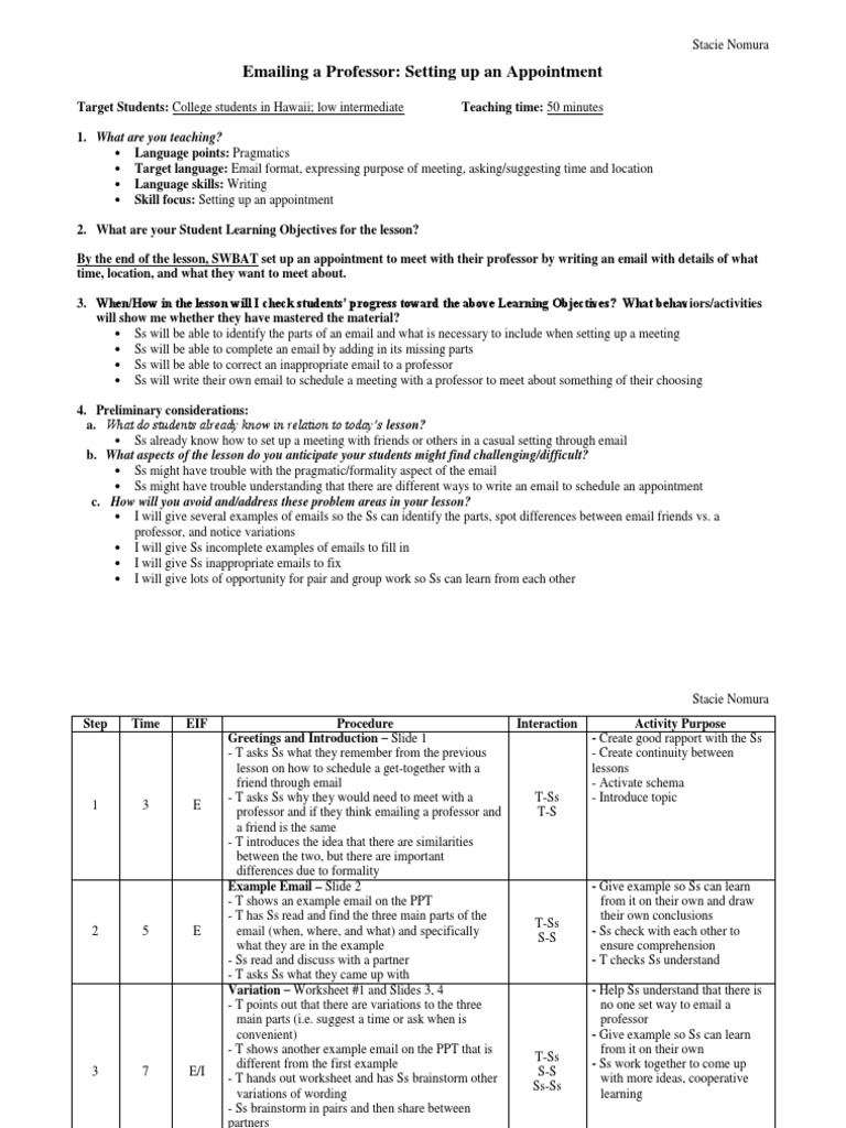Eif Lesson Plan Outline | PDF | Psychological Concepts | Cognition