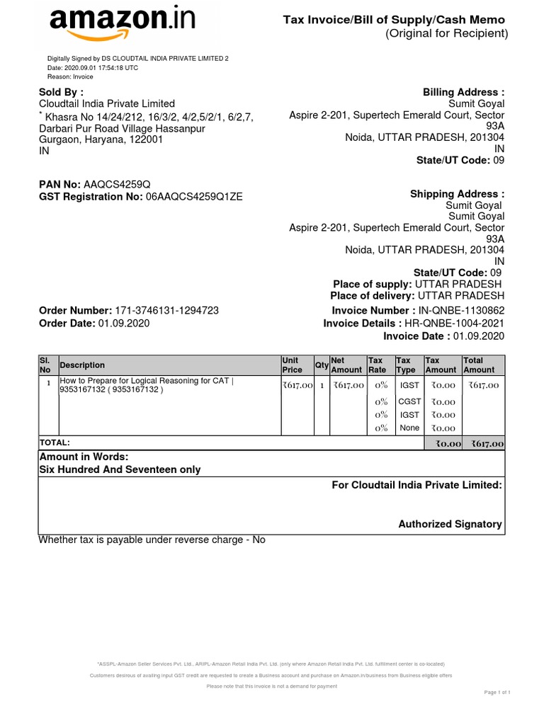Invoice Cat 2 Amazon | PDF | Invoice | Value Added Tax