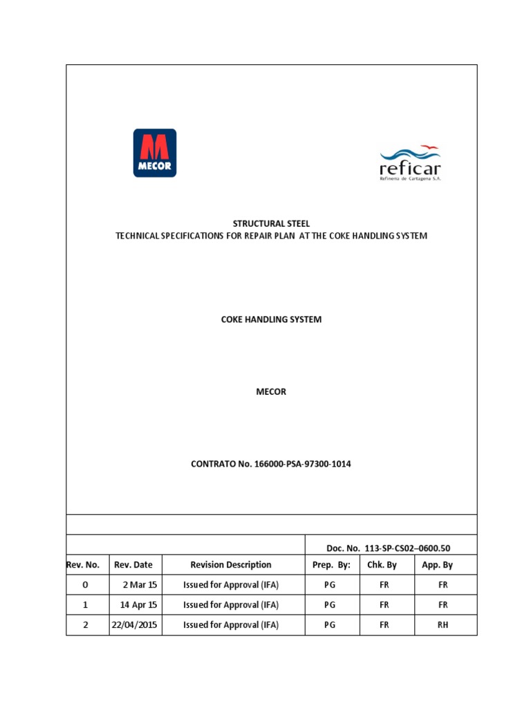 Steel Specifications for Coke Handling System | PDF | Welding ...