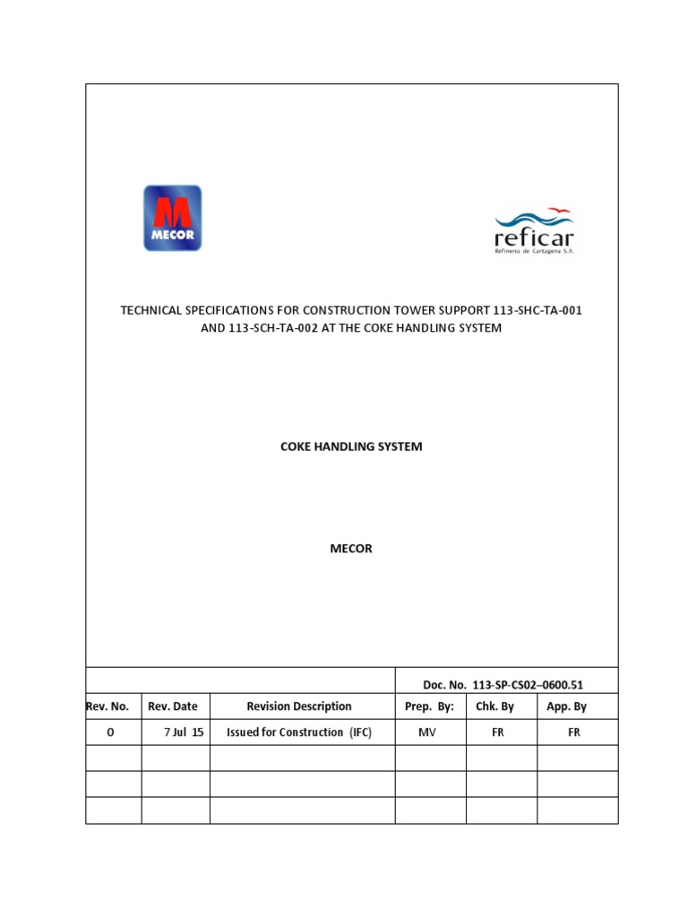 Technical Specifications For Construction Tower Support 113-Shc-Ta-001 and 113-Sch-Ta-002 at The ...