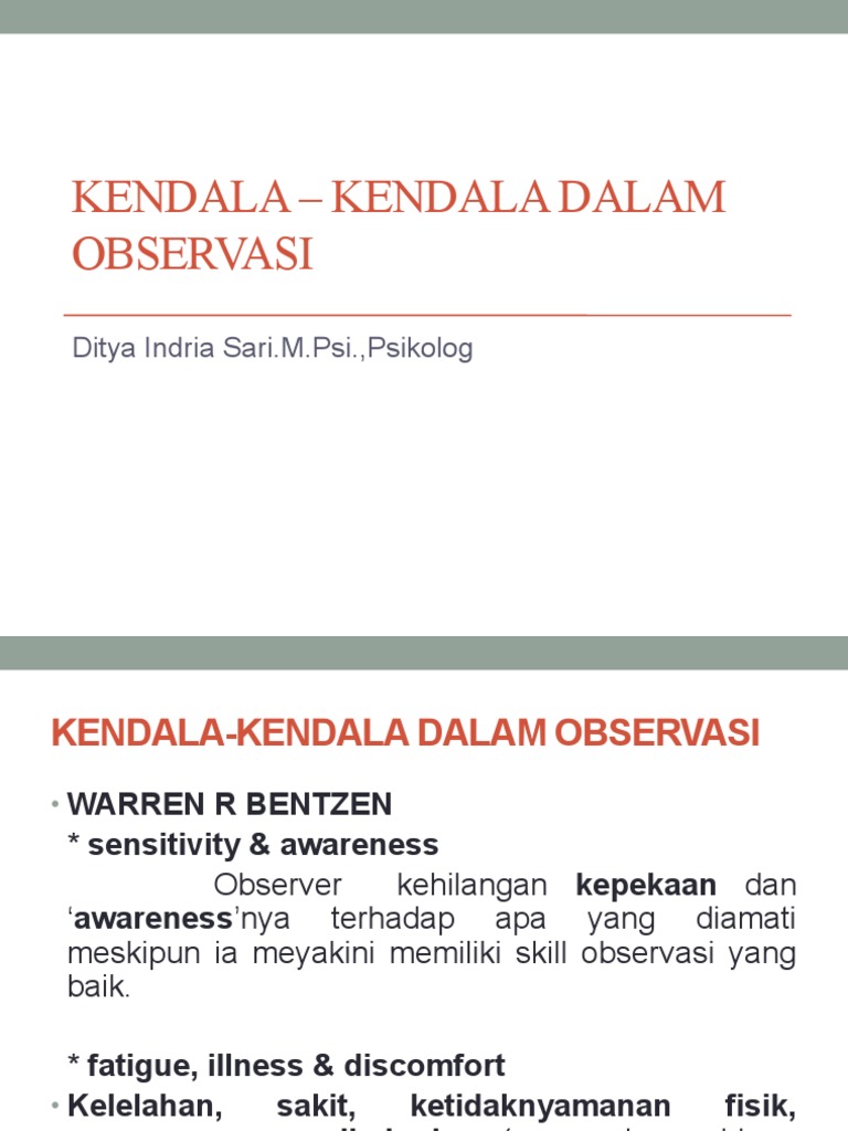 Pertemuan 10 - Kendala-Kendala Dalam Observasi | PDF