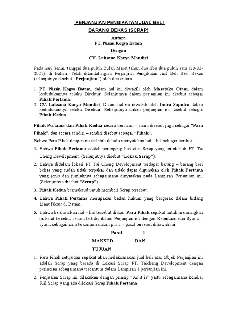 Surat Perjanjian NKB Vs LKM | PDF
