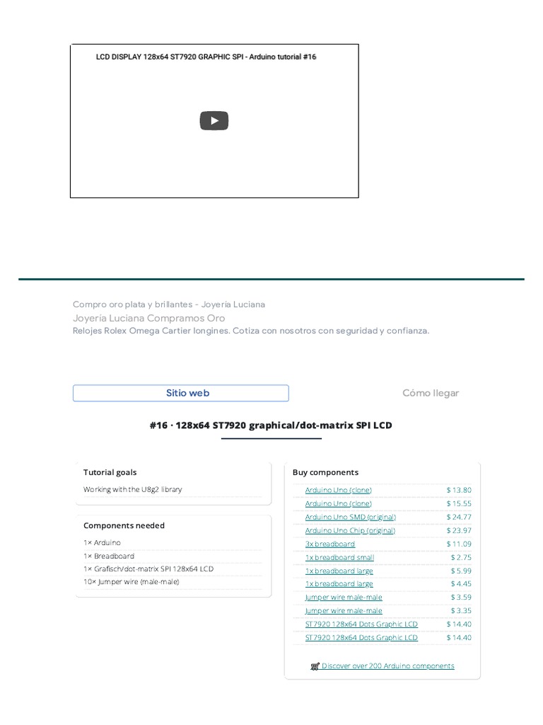 Tutorial 16 - 128x64 ST7920 Graphical - Dot-Matrix SPI LCD | PDF | Arduino | Electrical Engineering