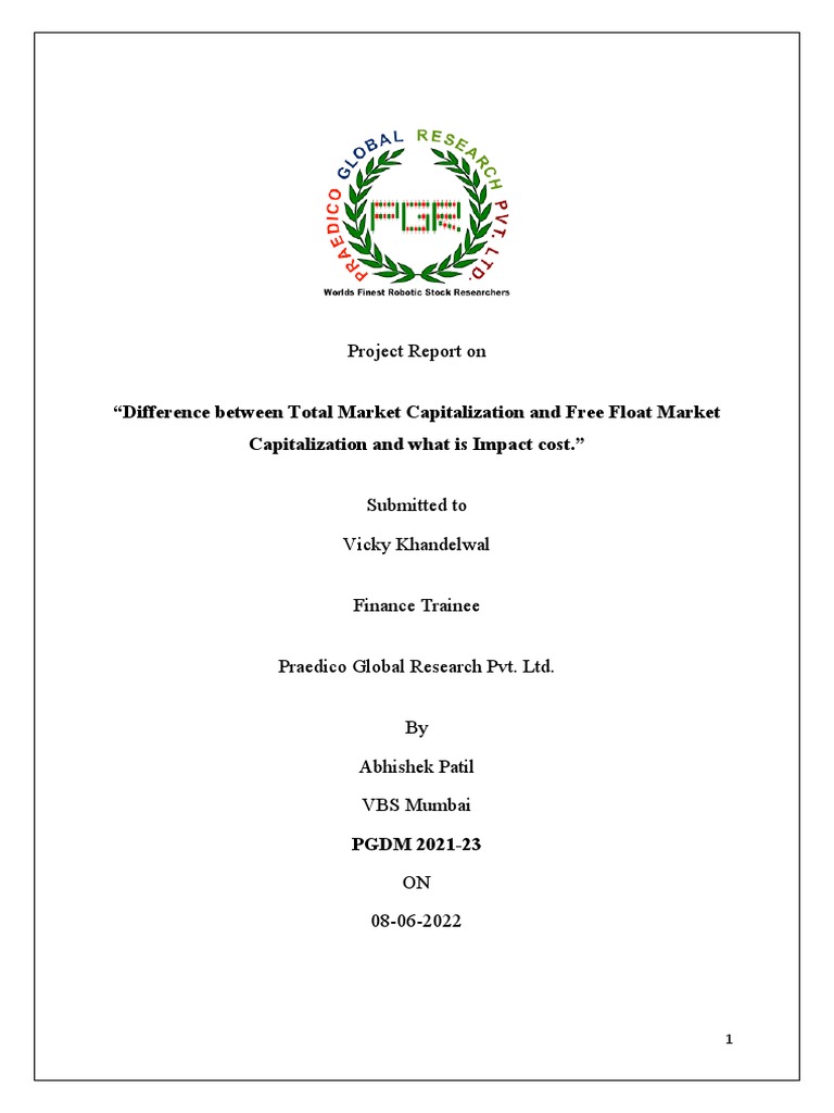 Research Report For Praedico Global | PDF | Market Capitalization | Stocks