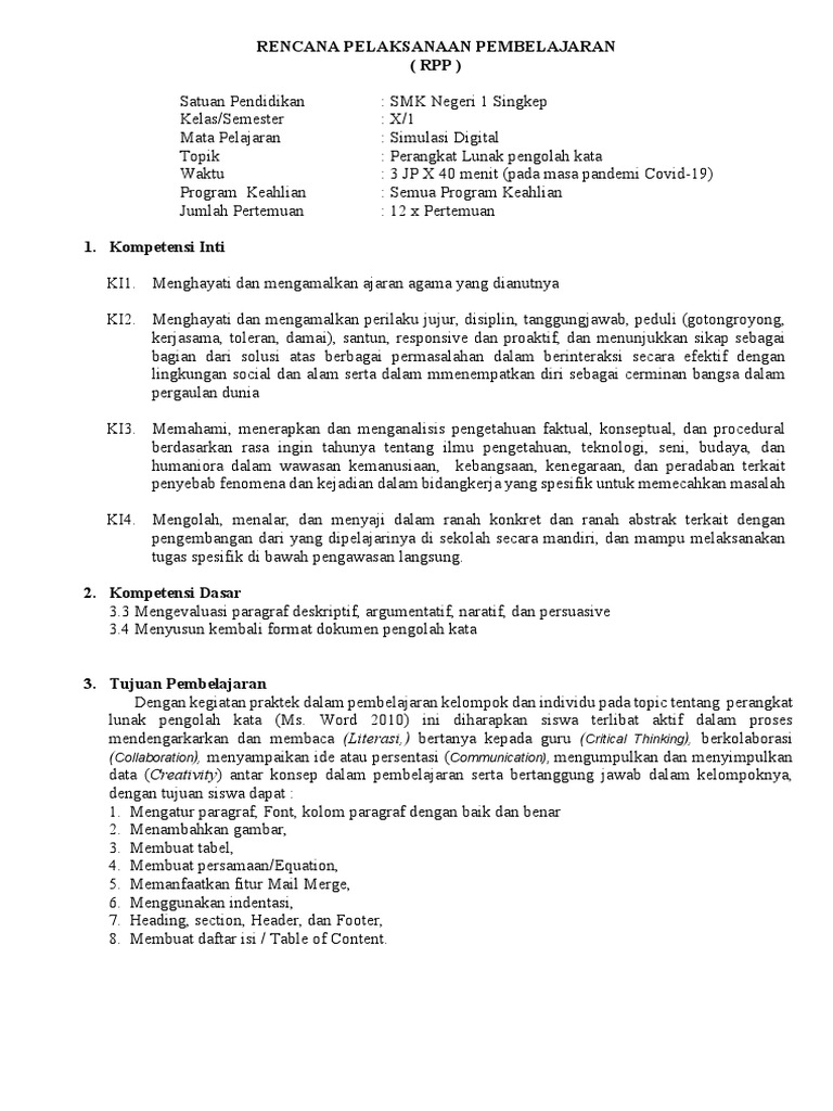 RPP PJBL Ms Word | PDF | Seni