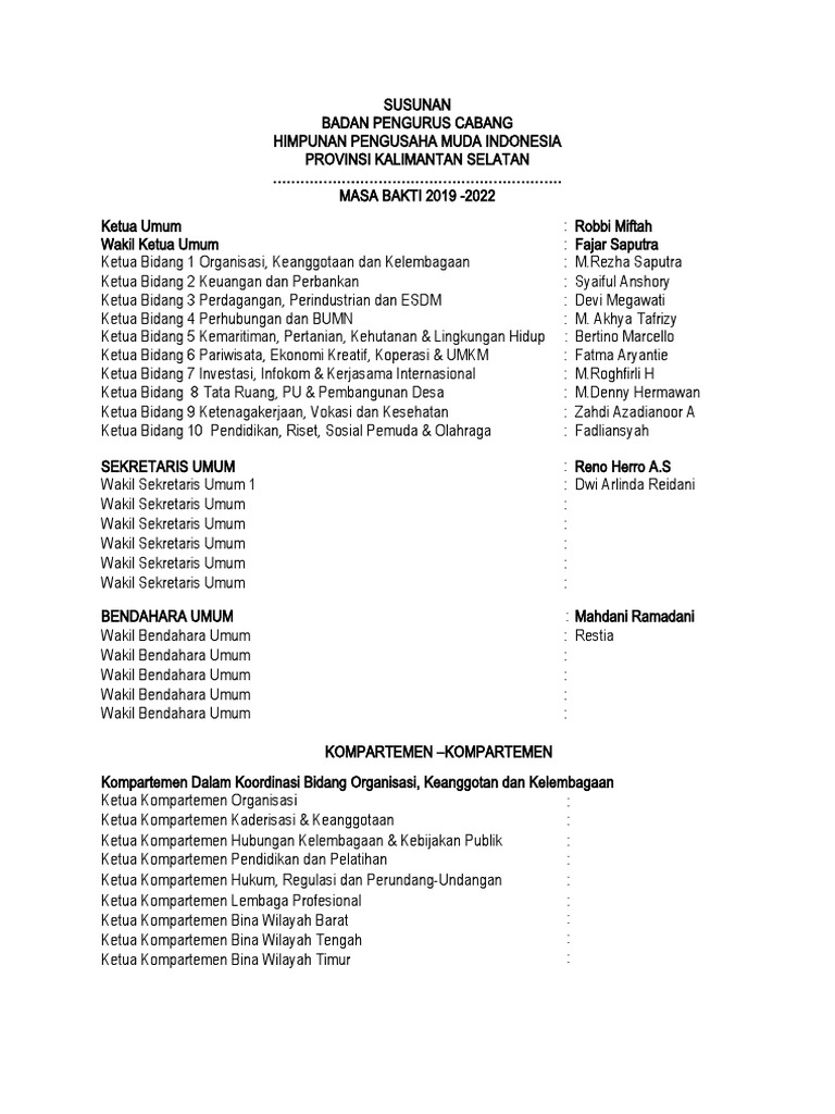 Draft - SUSUNAN NOMENKLATUR BPD HIPMI | PDF