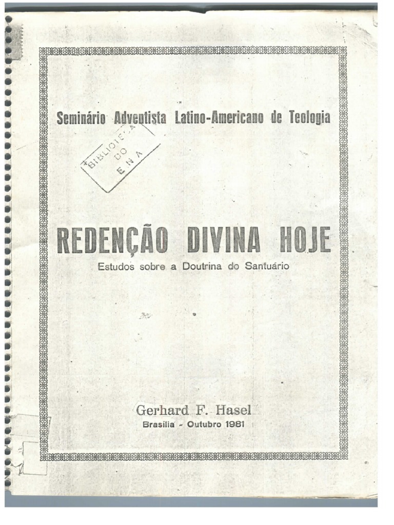 3 - Redenção Divina Hoje - Gerhard F. Hasel-1 | PDF | Deus | Sacrifício
